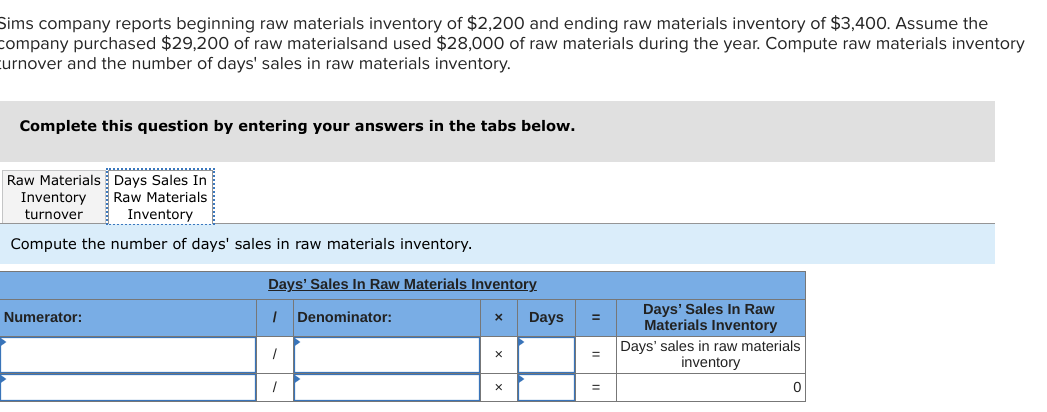 Solved Sims company reports beginning raw materials | Chegg.com Solved Sims company reports beginning raw materials | Chegg.com