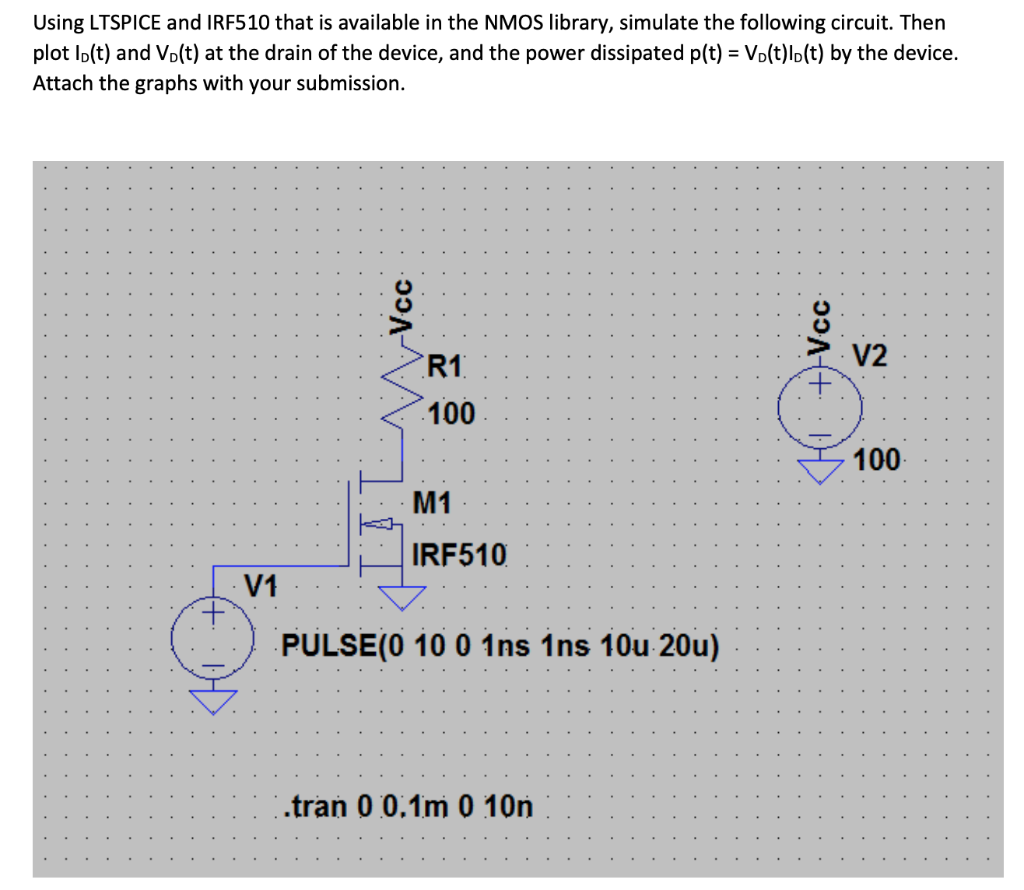Solved Using LTSPICE and IRF510 that is available in the | Chegg.com