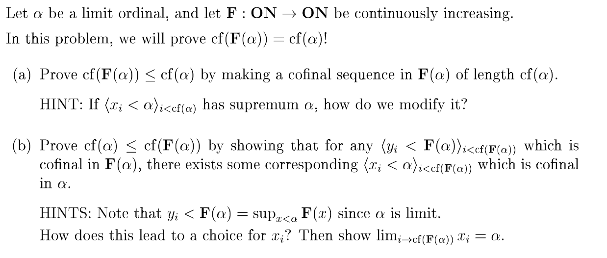 Solved Let a be a limit ordinal, and let F:ON → ON be | Chegg.com