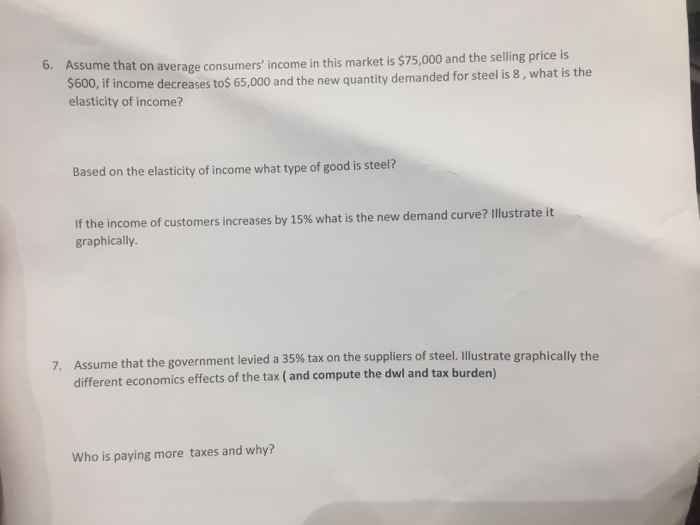 Solved Assume that on average consumers' income in this | Chegg.com