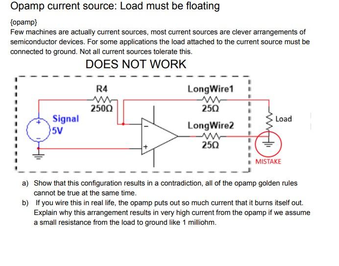 Solved Opamp current source: Load must be floating {opamp} | Chegg.com