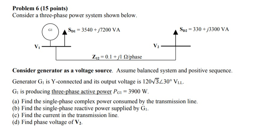 Solved Problem 6 (15 points) Consider a three-phase power | Chegg.com