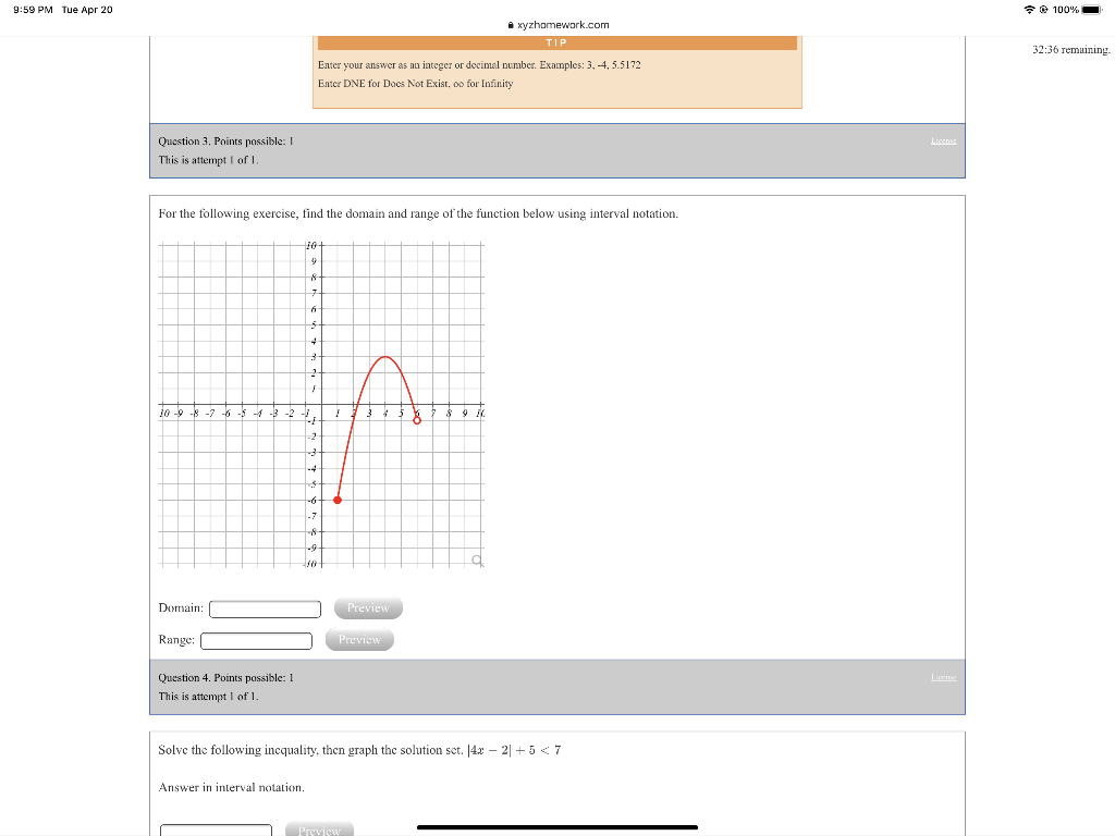 Solved 9:59 PM Tue Apr 20 100% - xyzhomework.com 32:36 | Chegg.com