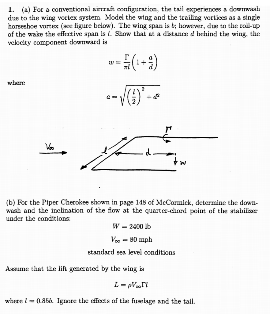 1. (a) For a conventional aircraft configuration, the | Chegg.com