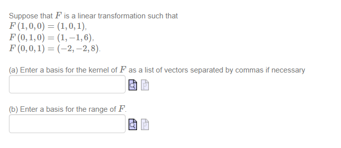 Solved Suppose that F is a linear transformation such that | Chegg.com