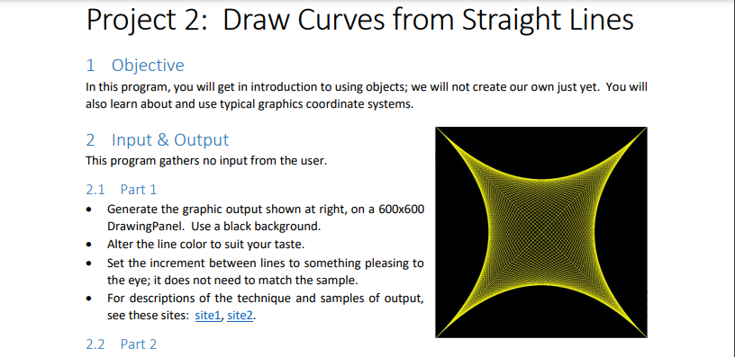 Solved Project 2: Draw Curves from Straight Lines 1 | Chegg.com