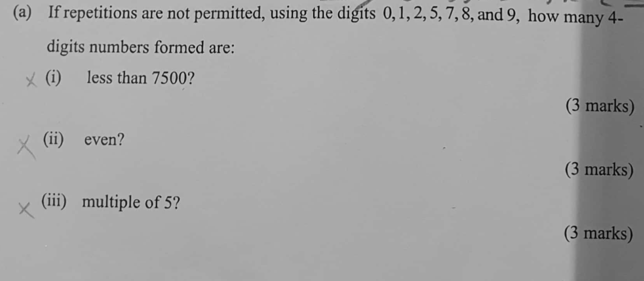 Solved (a) If repetitions are not permitted, using the | Chegg.com