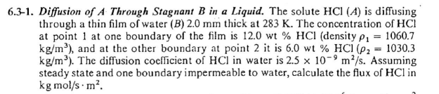 Solved 3-1. Diffusion of A Through Stagnant B in a Liquid. | Chegg.com