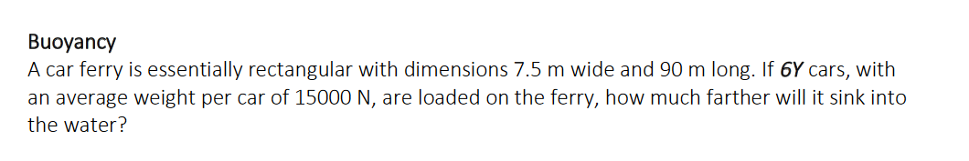 Solved Buoyancy A car ferry is essentially rectangular with | Chegg.com