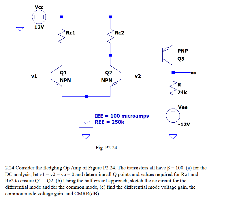 Solved 2.24 Consider the fledgling Op Amp of Figure P2.24. | Chegg.com