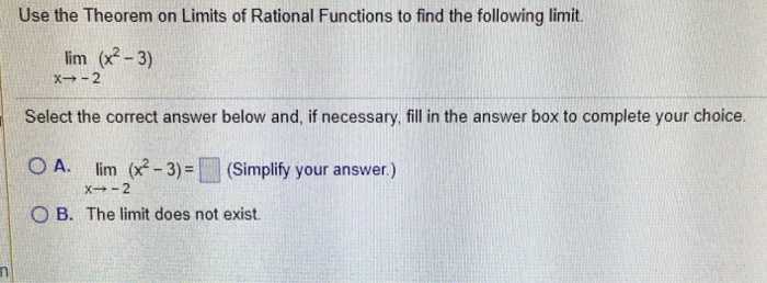 Solved Use the Theorem on Limits of Rational Functions to | Chegg.com
