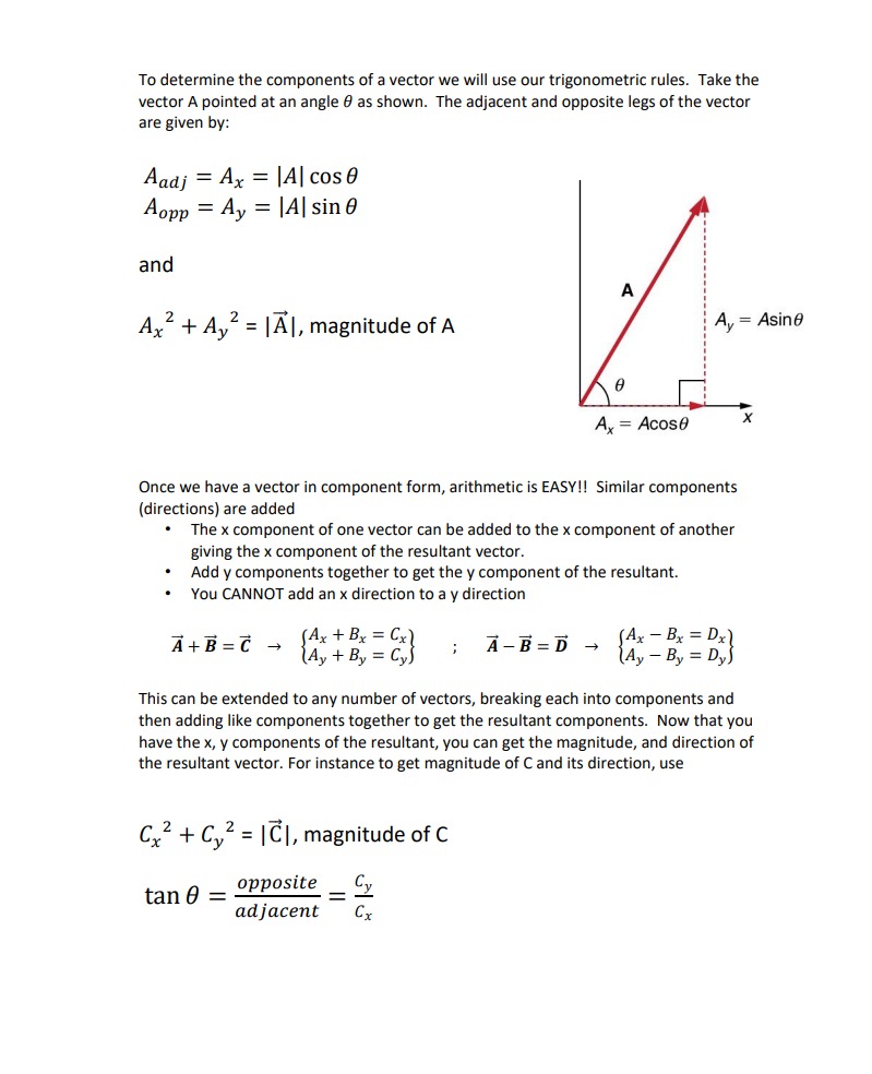 Solved To determine the components of a vector we will use | Chegg.com