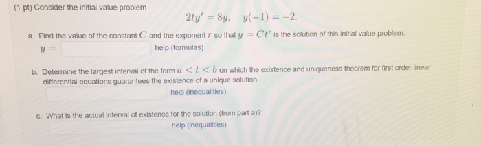 Solved Consider the initial problem. 2ty' = 8y, y(-1) = -2. | Chegg.com