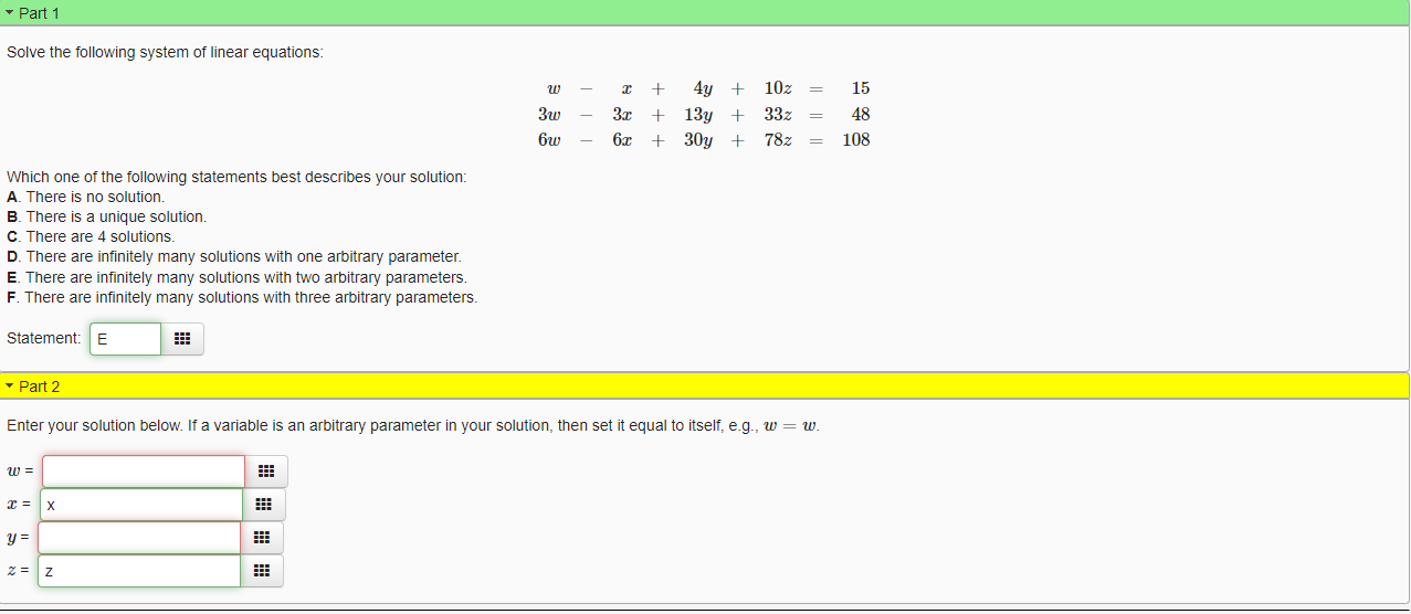 Solved Solve the following system of linear equations: | Chegg.com