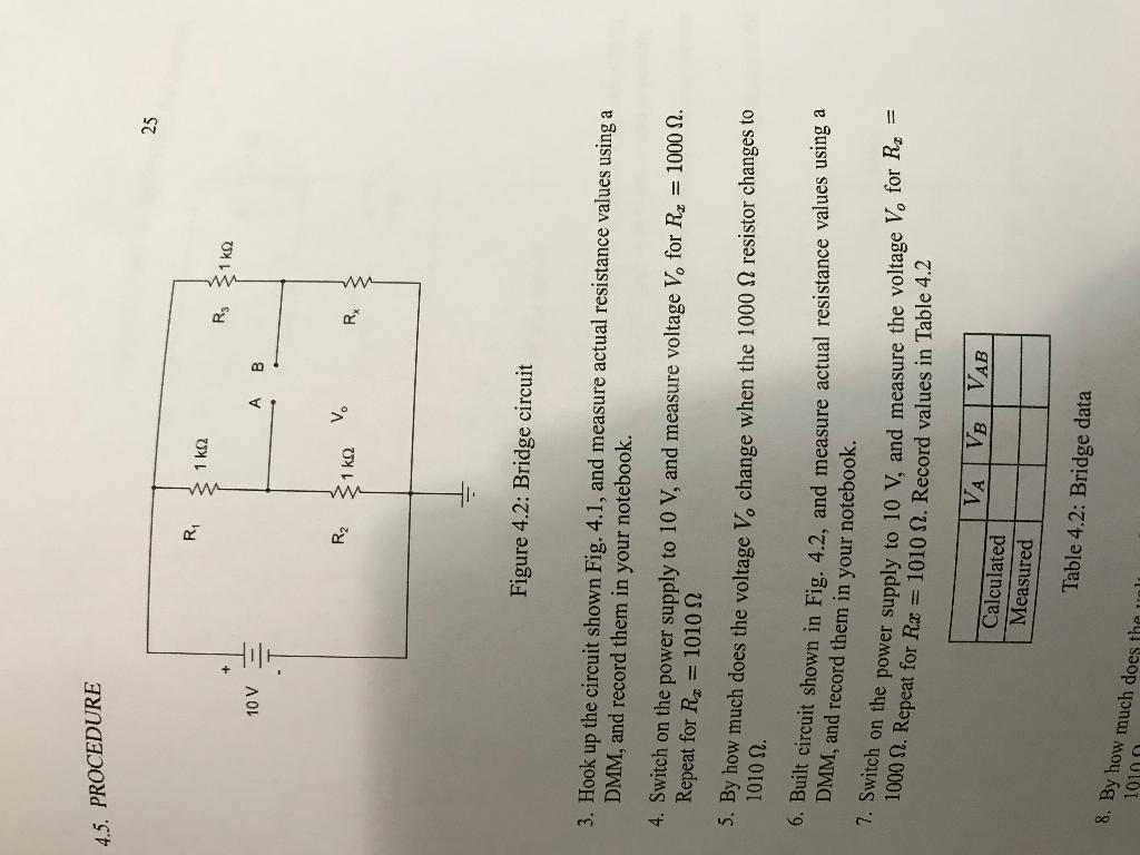 Solved 4.5. PROCEDURE 25 اله 1 k 2 R31k 10 V A B R2 V. 1 ΚΩ | Chegg.com