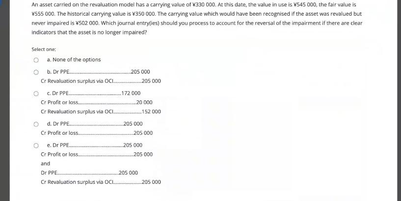 Solved An asset carried on the revaluation model has a | Chegg.com