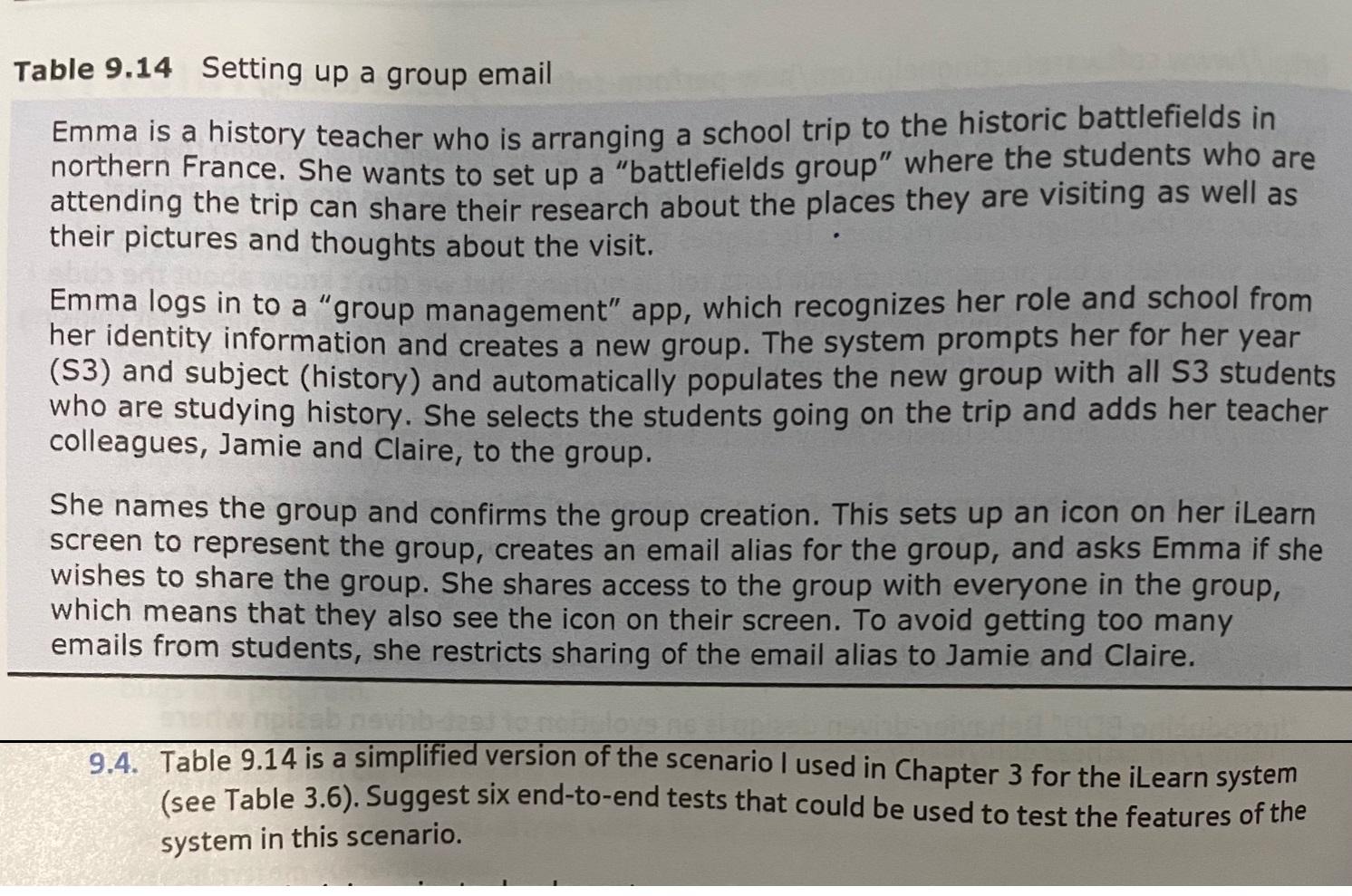 Solved a Table 9.14 Setting up a group email Emma is a | Chegg.com