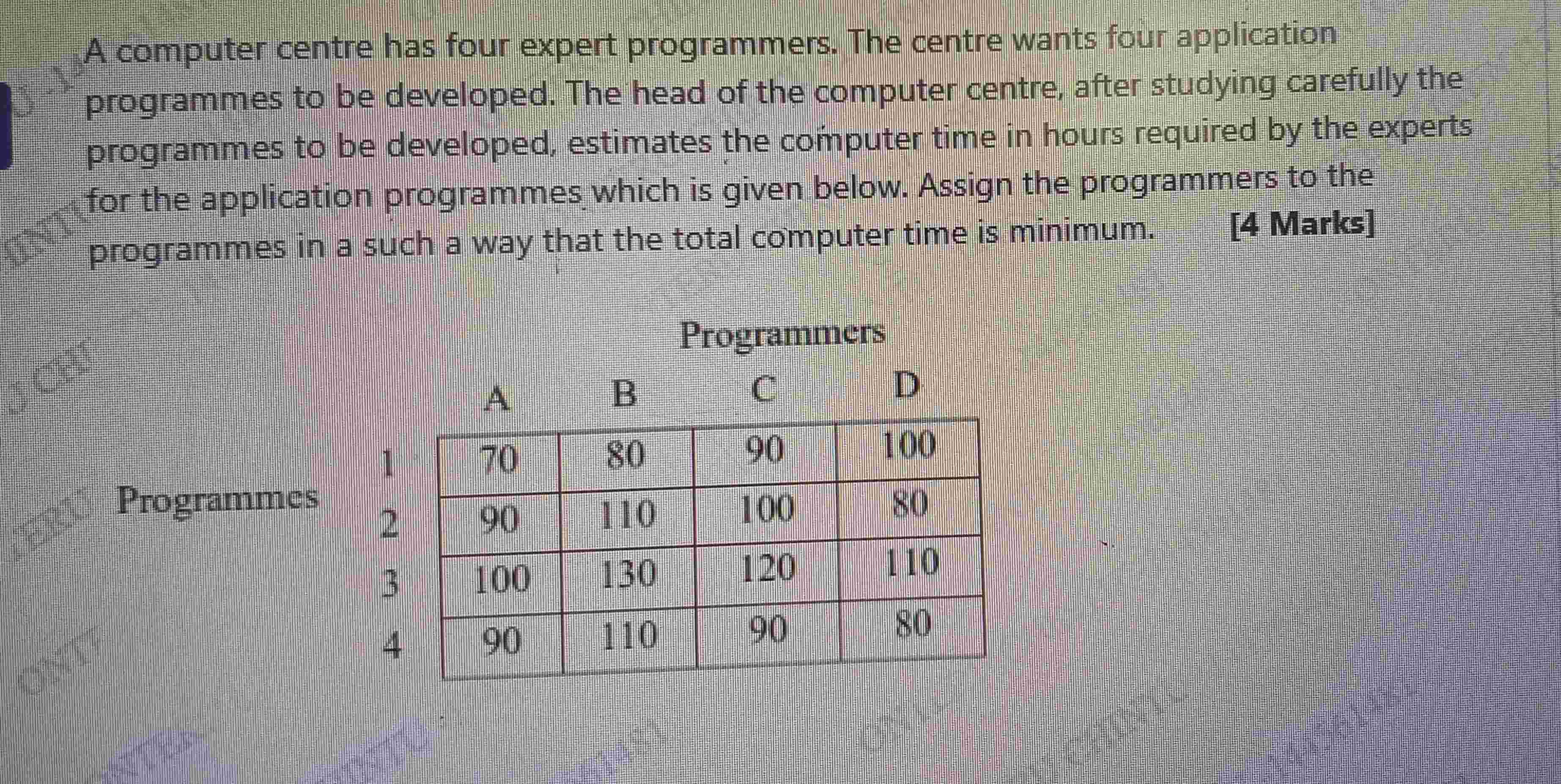 Solved A computer centre has four expert programmers. The | Chegg.com
