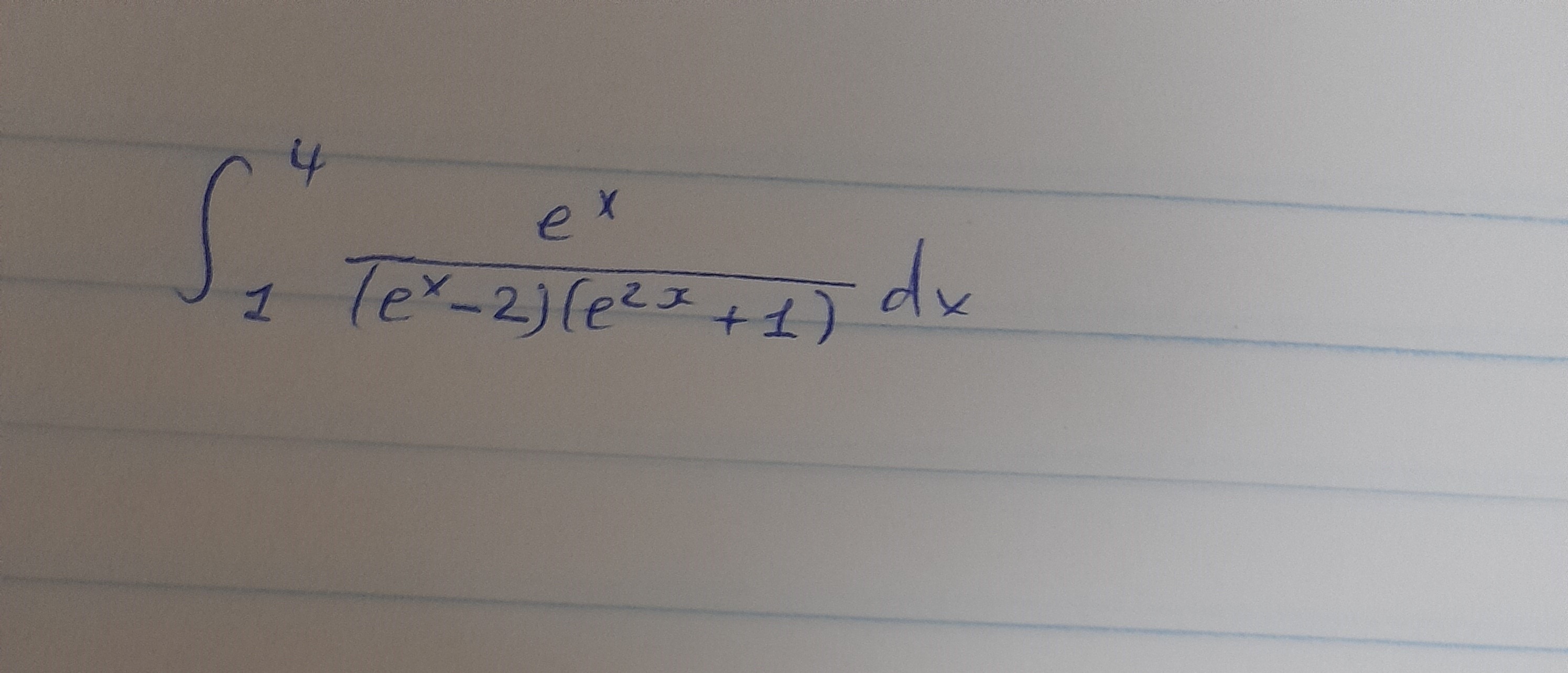 Solved ∫14(ex−2)(e2x+1)exdx | Chegg.com