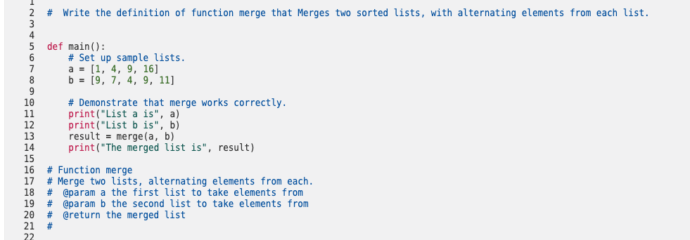 Solved C Write A Function Def Merge A B That Merges Two