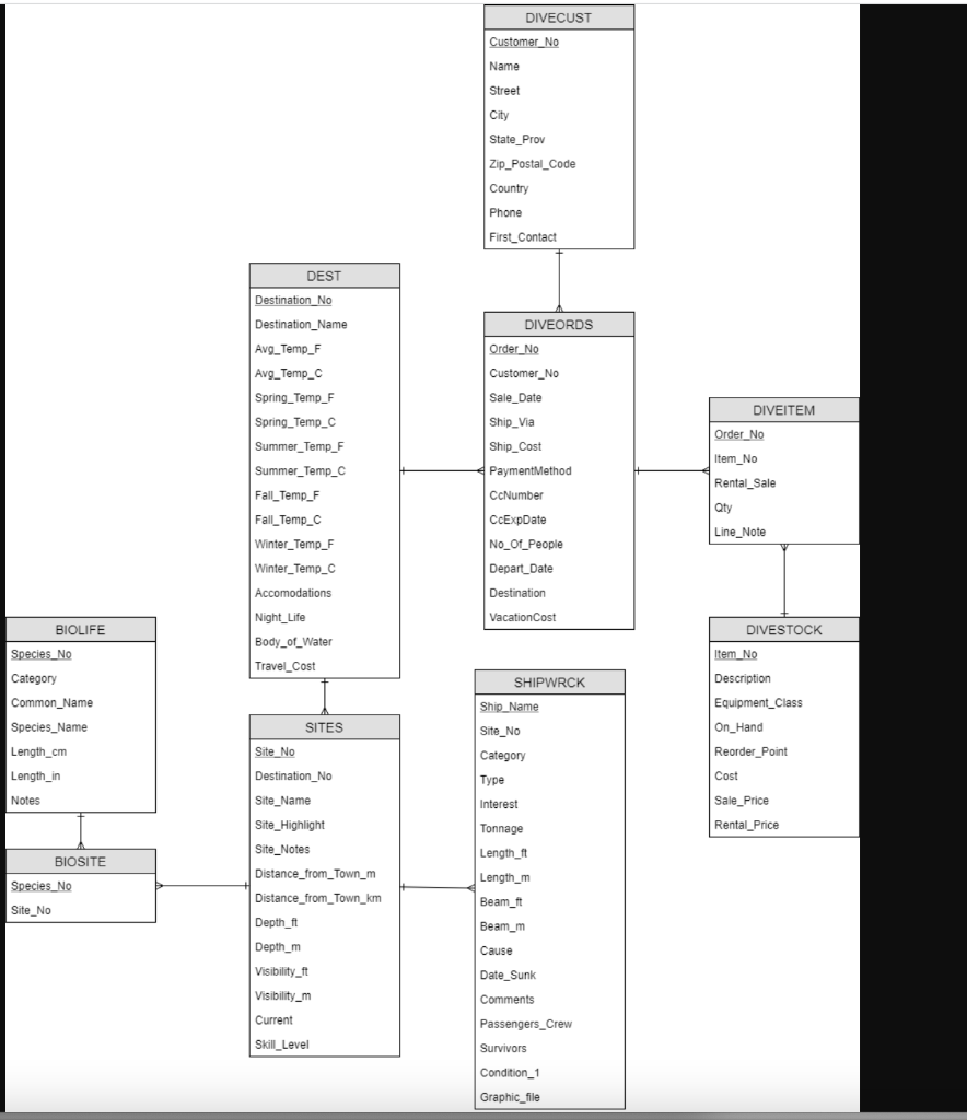 Solved DIVECUST Customer_No Name Street City State_Prov | Chegg.com