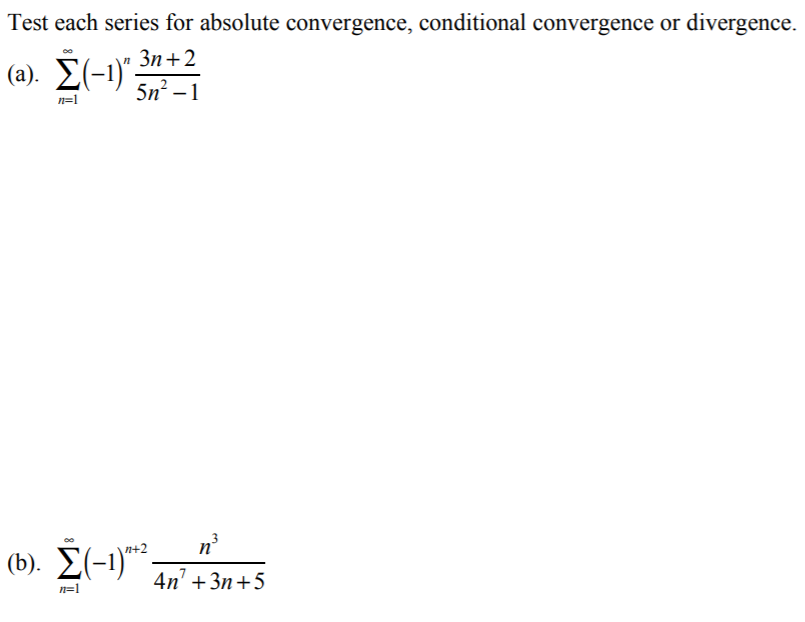 Solved Test each series for absolute convergence, | Chegg.com