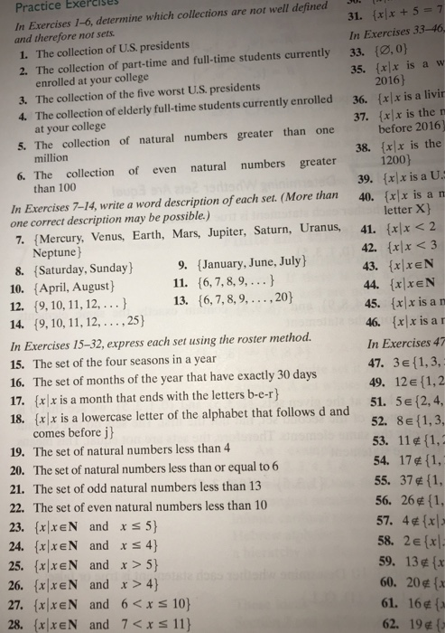 Solved Practice Exerelse In Exercises 1-6, determine which | Chegg.com