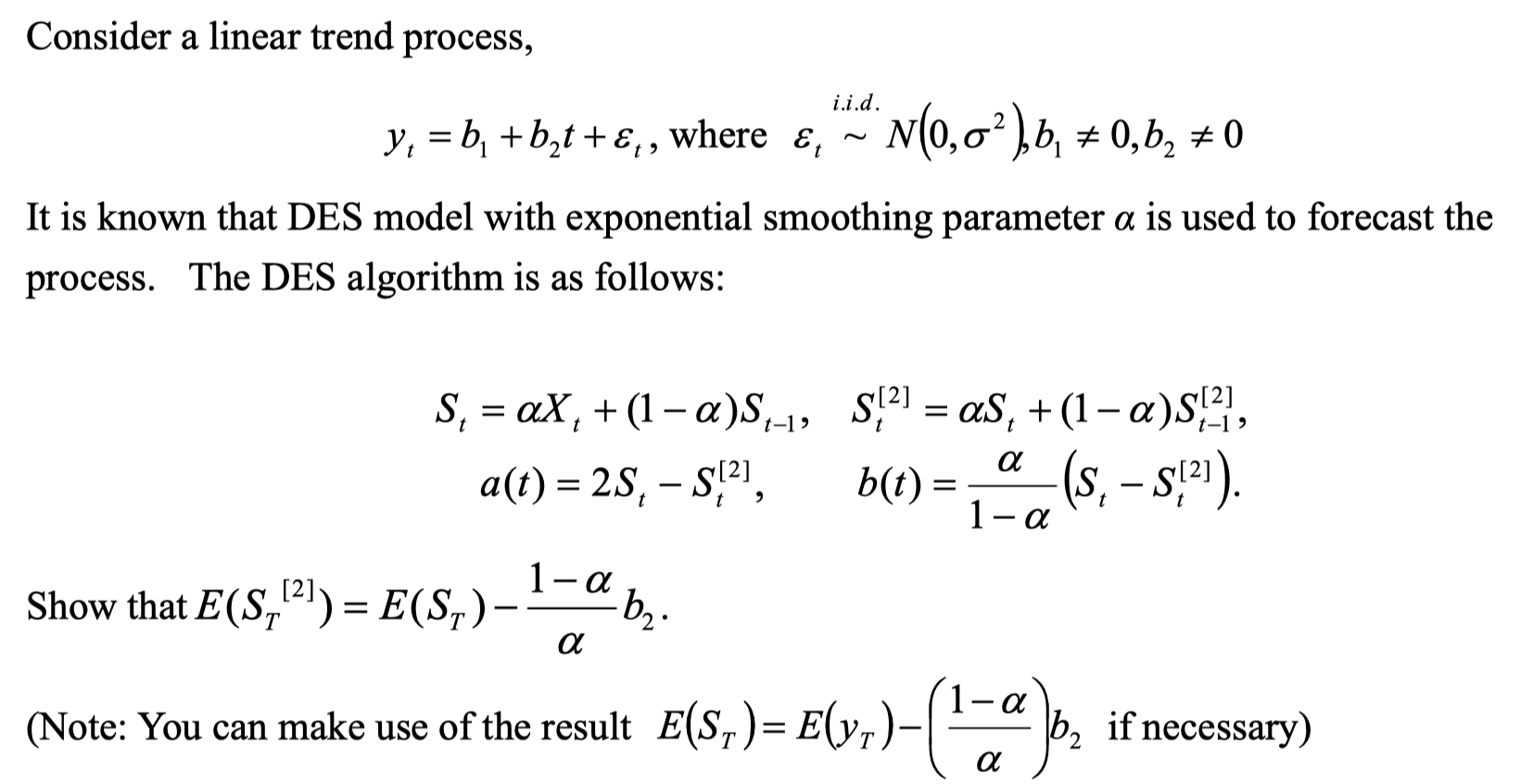 Solved Consider a linear trend process, yt=b1+b2t+εt, where | Chegg.com