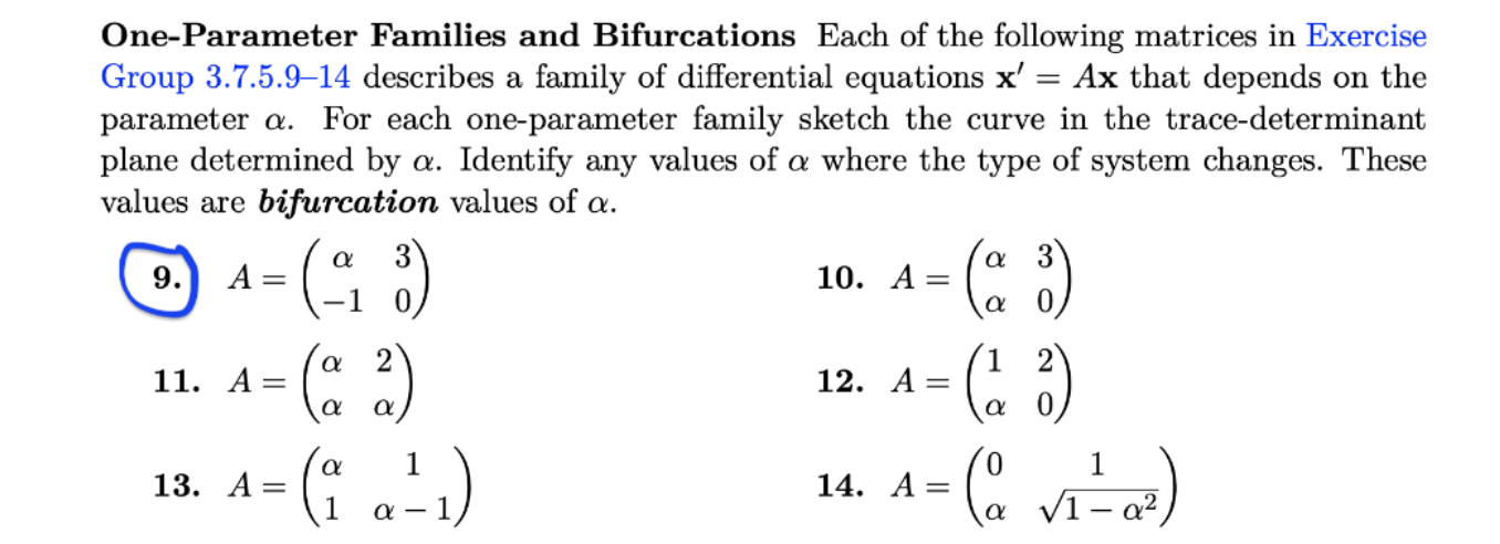 Solved One-Parameter Families and Bifurcations Each of the | Chegg.com