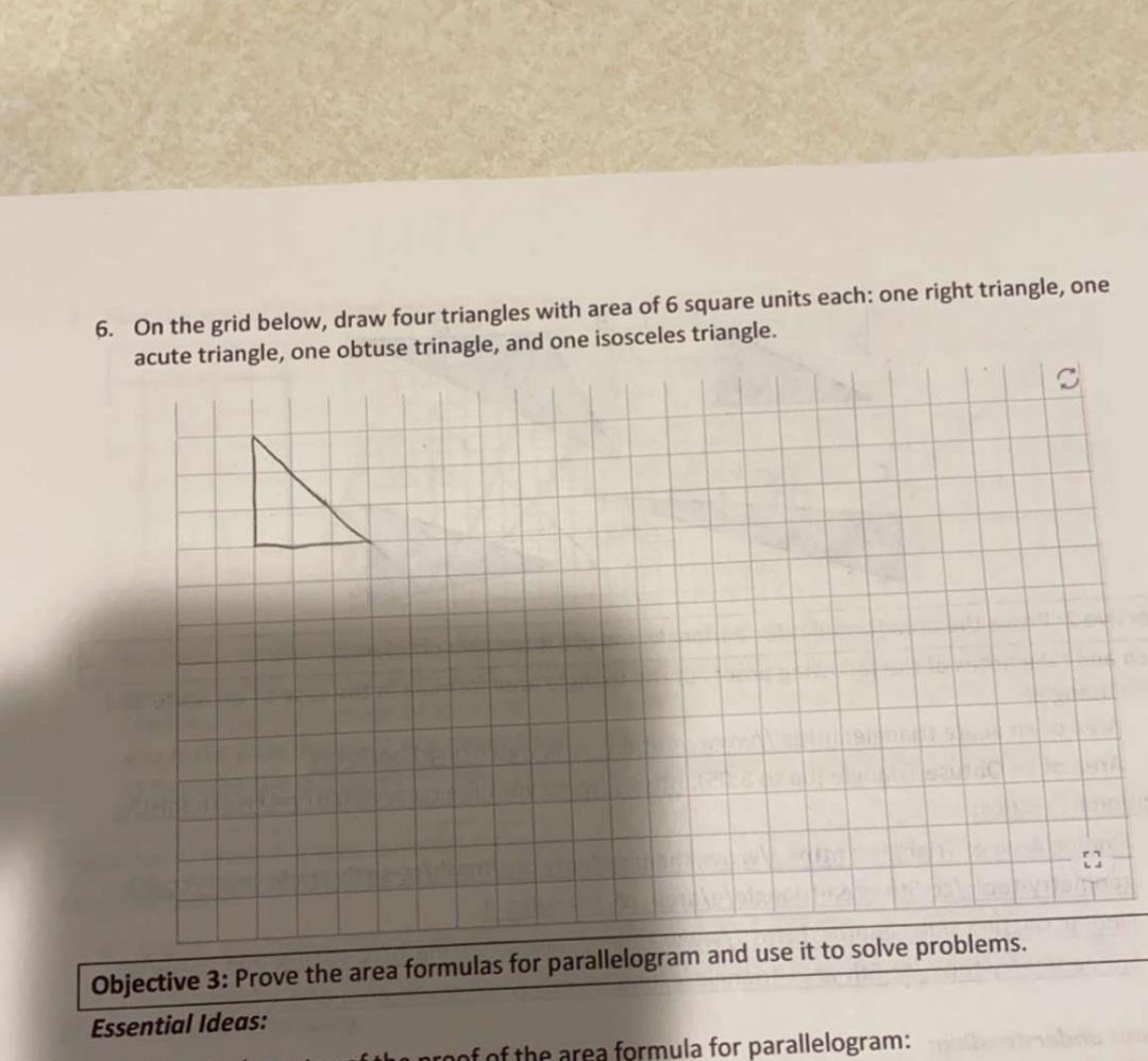 Solved 6. On the grid below, draw four triangles with area | Chegg.com