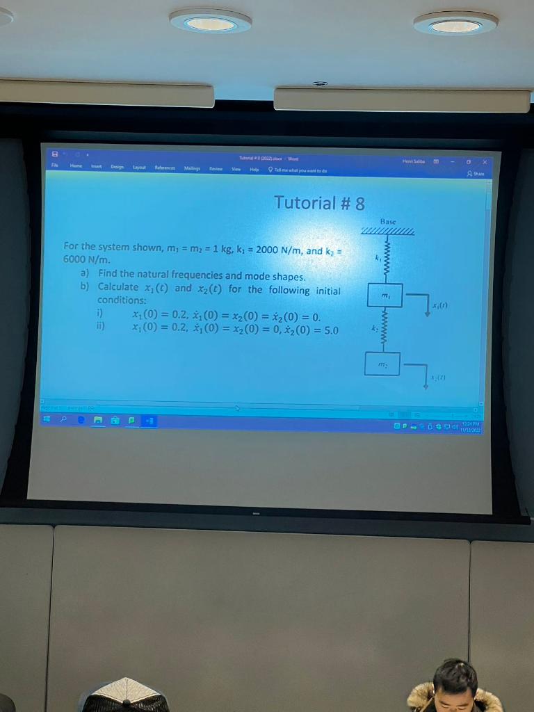 Solved For the system shown, m1=m2=1 kg,k1=2000 N/m, and k2= | Chegg.com