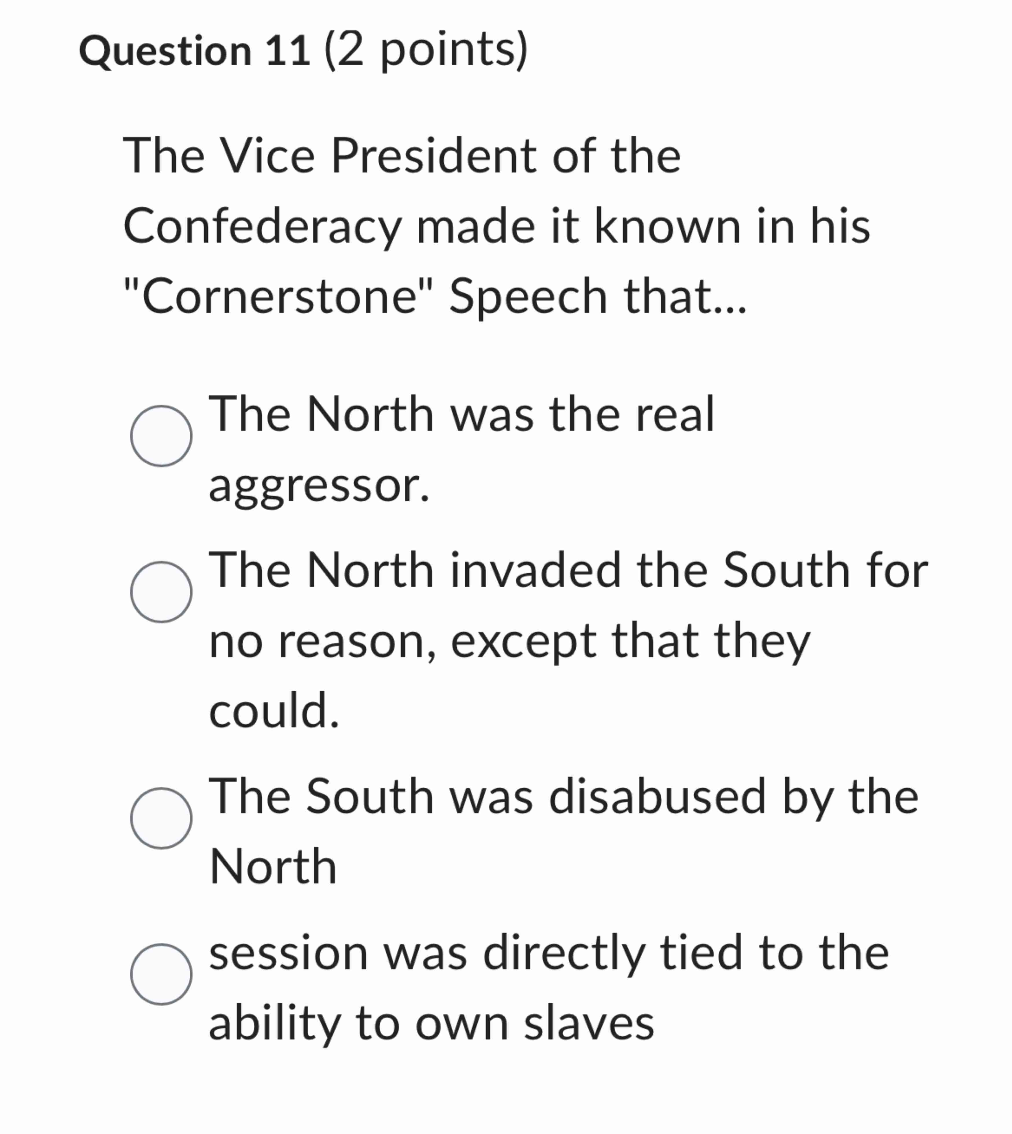 Solved Question 11 (2 ﻿points)The Vice President of the | Chegg.com