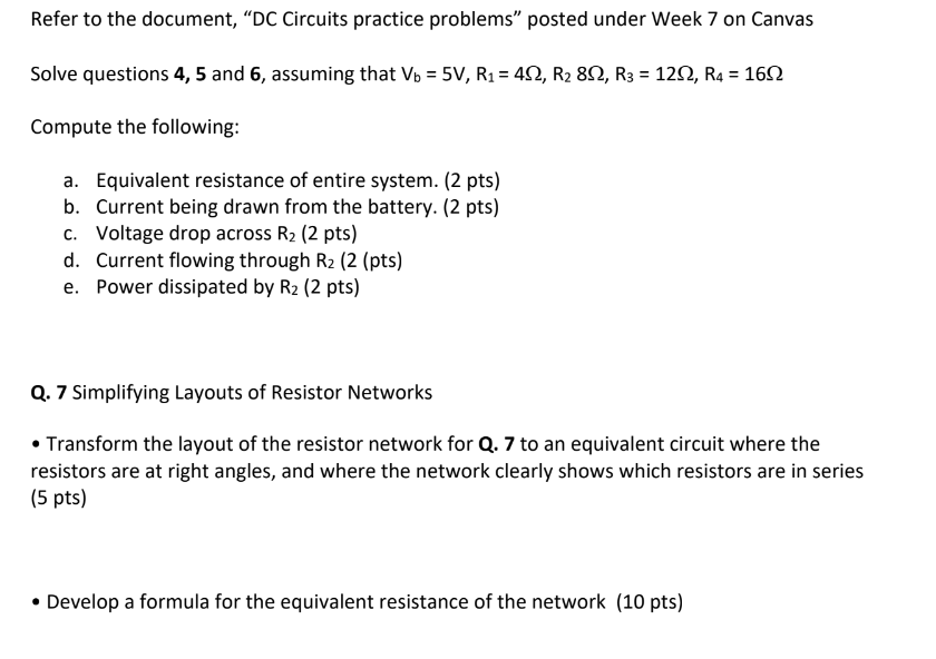 Solved Refer to the document, "DC Circuits practice | Chegg.com