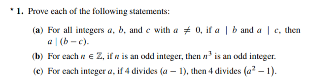 Solved * 1. Prove each of the following statements: (a) For | Chegg.com