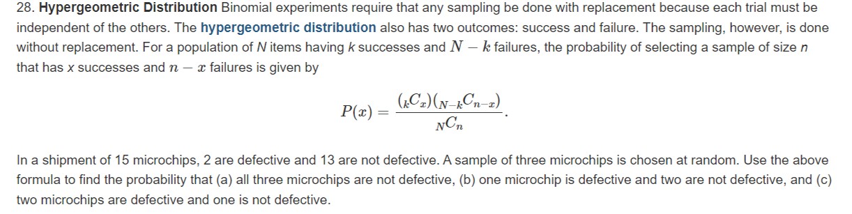Solved Hypergeometric Distribution Binomial experiments | Chegg.com