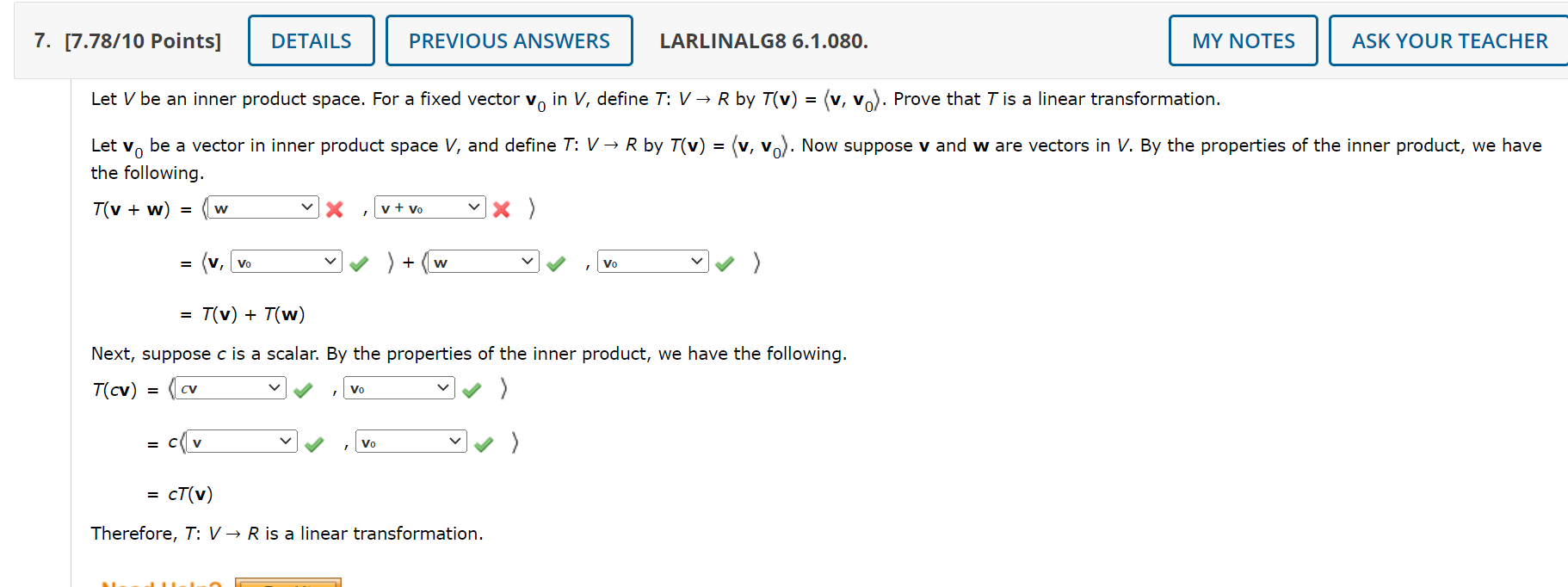 Solved 6. [0/10 Points] DETAILS PREVIOUS ANSWERS LARLINALG8 | Chegg.com