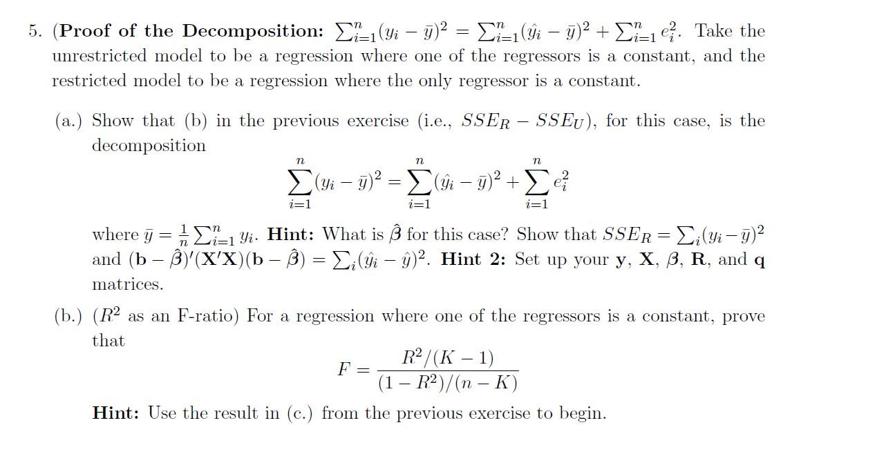 Solved (Proof of the Decomposition: | Chegg.com