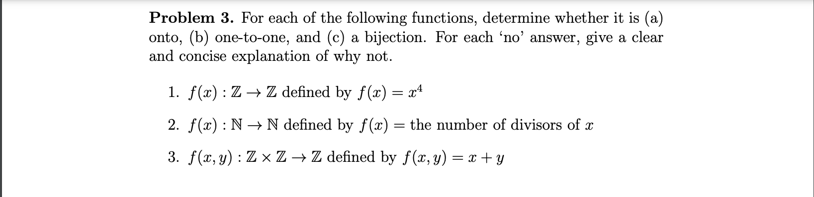 Solved Problem 3. ﻿For each of ﻿the following functions, | Chegg.com