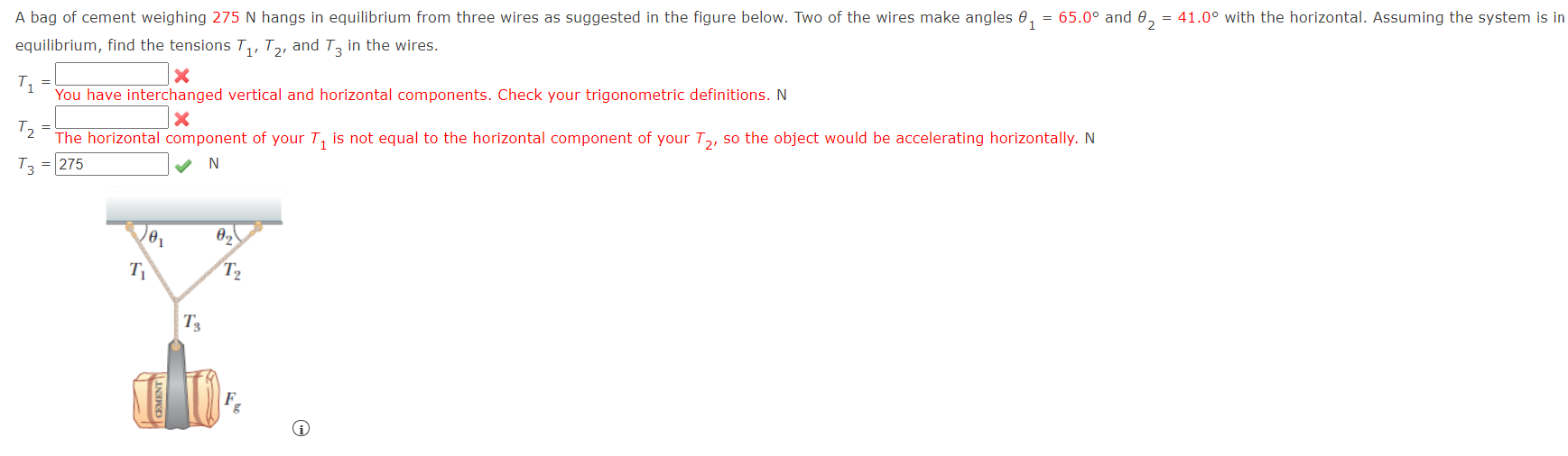 Solved equilibrium, find the tensions T1,T2, and T3 in the | Chegg.com
