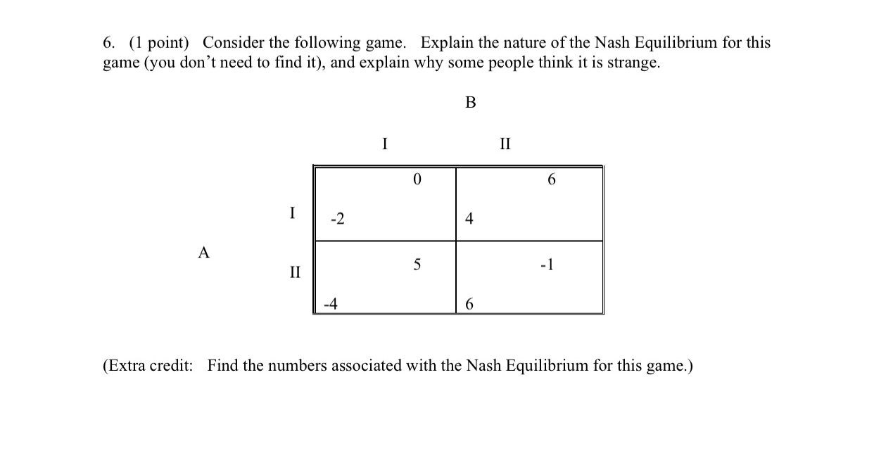 (1 ﻿point) ﻿Consider the following game. Explain the | Chegg.com