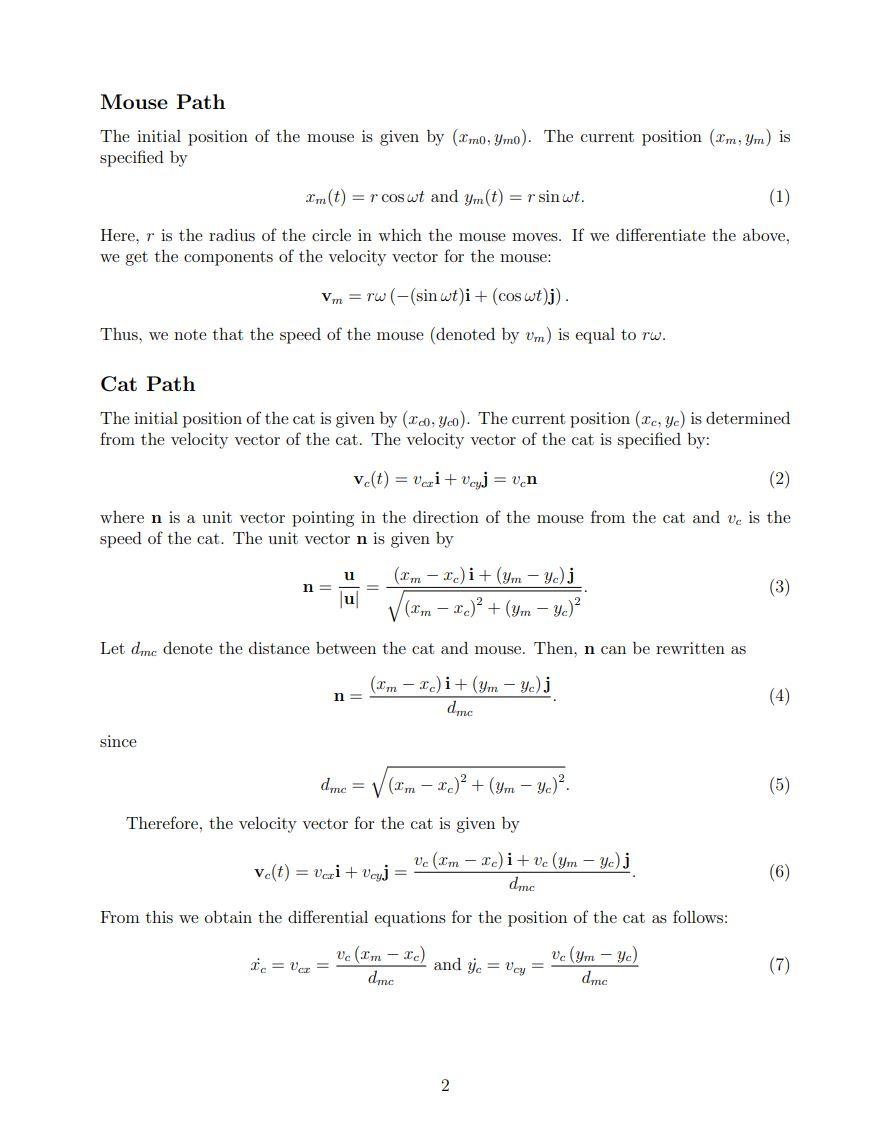 Solved The path of the mouse is given as a function of time | Chegg.com