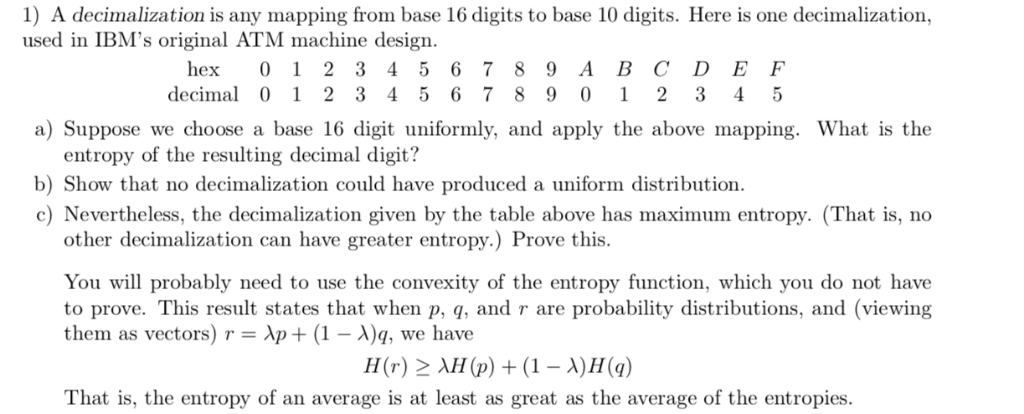 1) A decimalization is any mapping from base 16 | Chegg.com