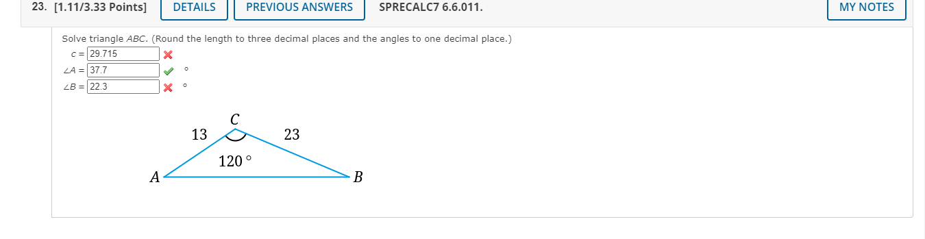 Solved 23. [1.11/3.33 Points] DETAILS PREVIOUS ANSWERS | Chegg.com