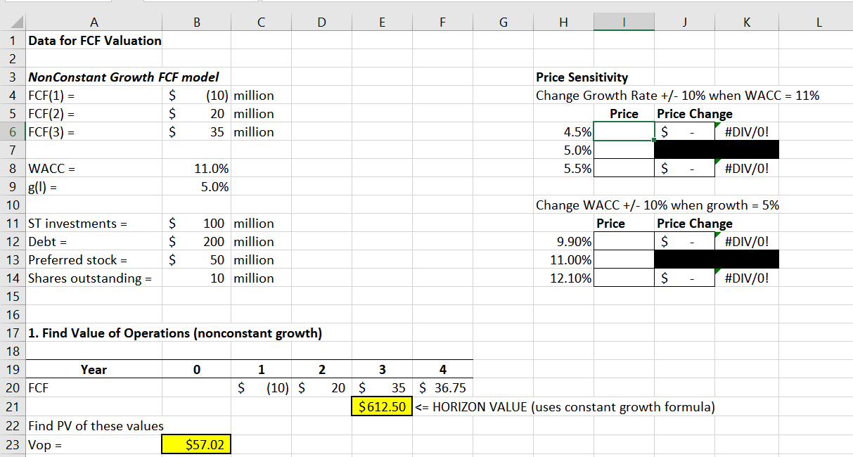 Solved Free Cash Flow non-constan growth. I solved for the | Chegg.com