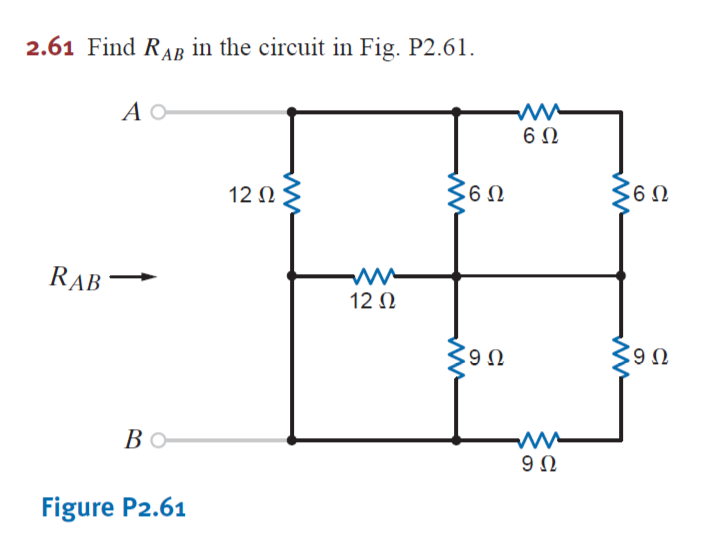 Solved 2.61 Find Rab in the circuit in Fig. P2.61. ΑΟ 6 Ω 12 | Chegg.com