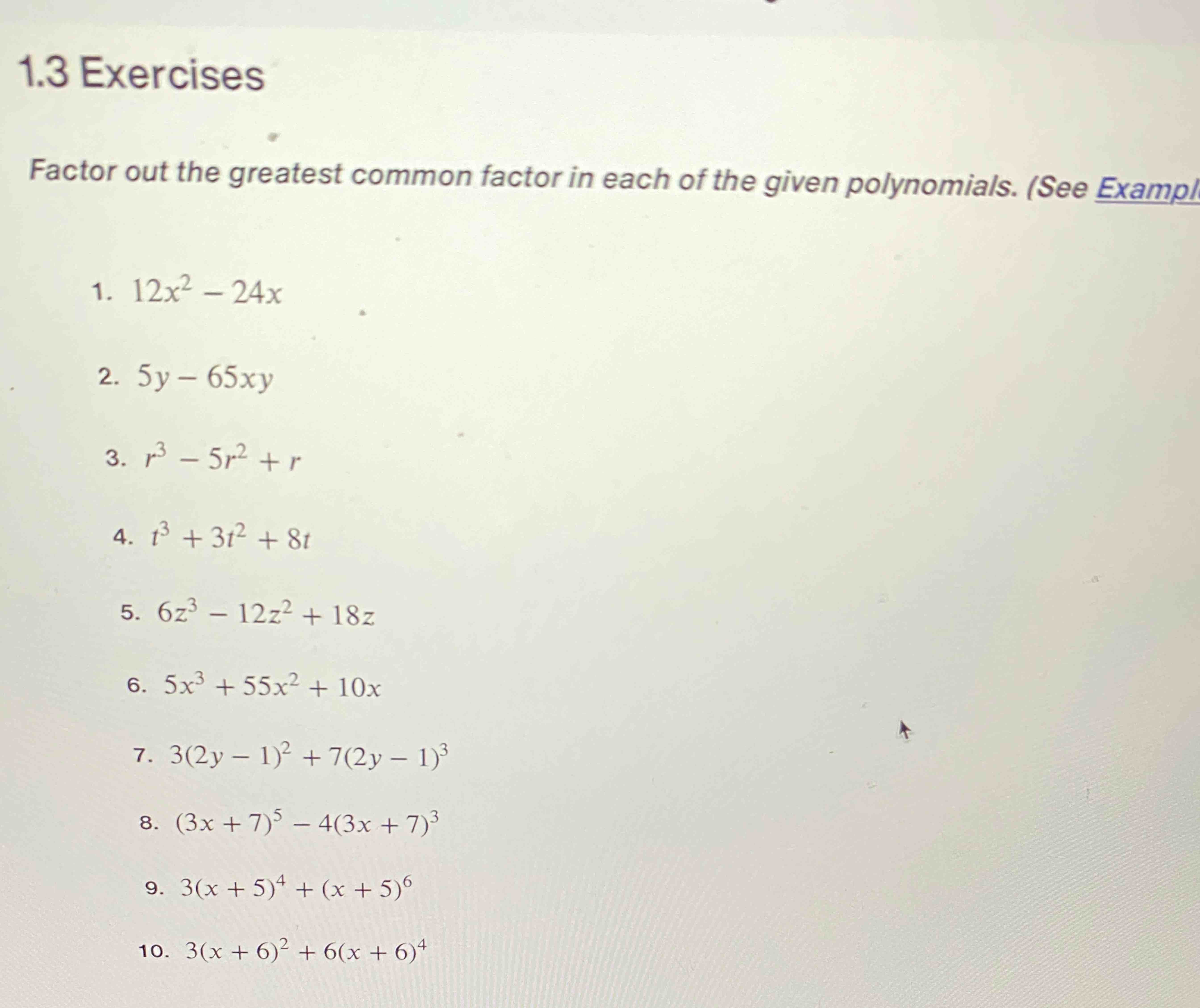 Solved 1 3 ﻿exercisesfactor Out The Greatest Common Factor