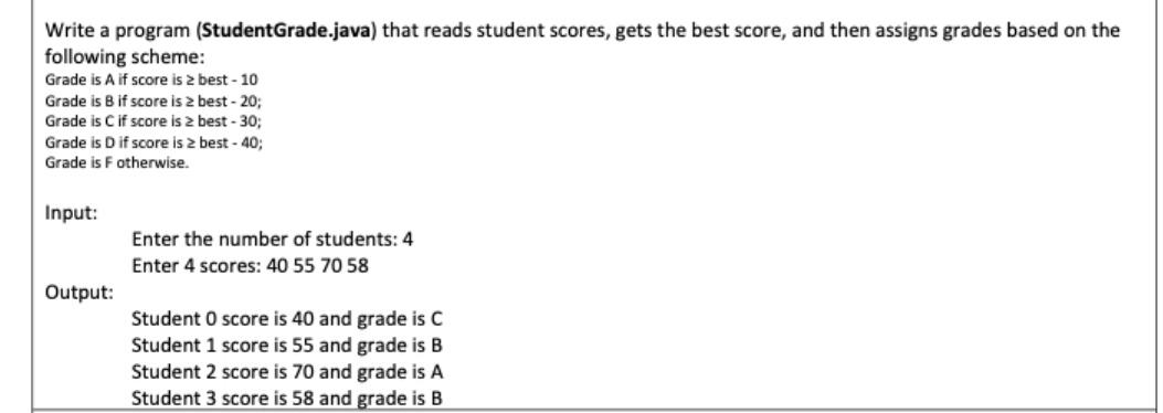 Solved Write a program (StudentGrade.java) that reads | Chegg.com