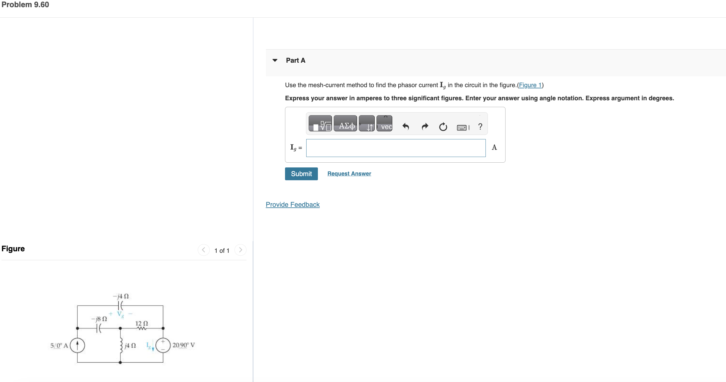 Solved Part A Use the mesh-current method to find the phasor | Chegg.com