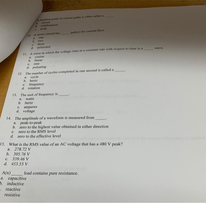 Solved junction point of current paths is often called a a. | Chegg.com