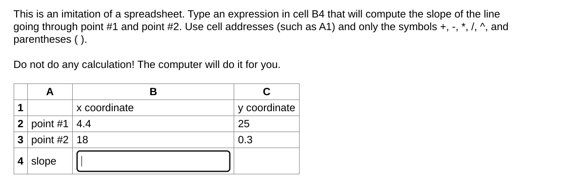 Solved This is an imitation of a spreadsheet. Type an | Chegg.com
